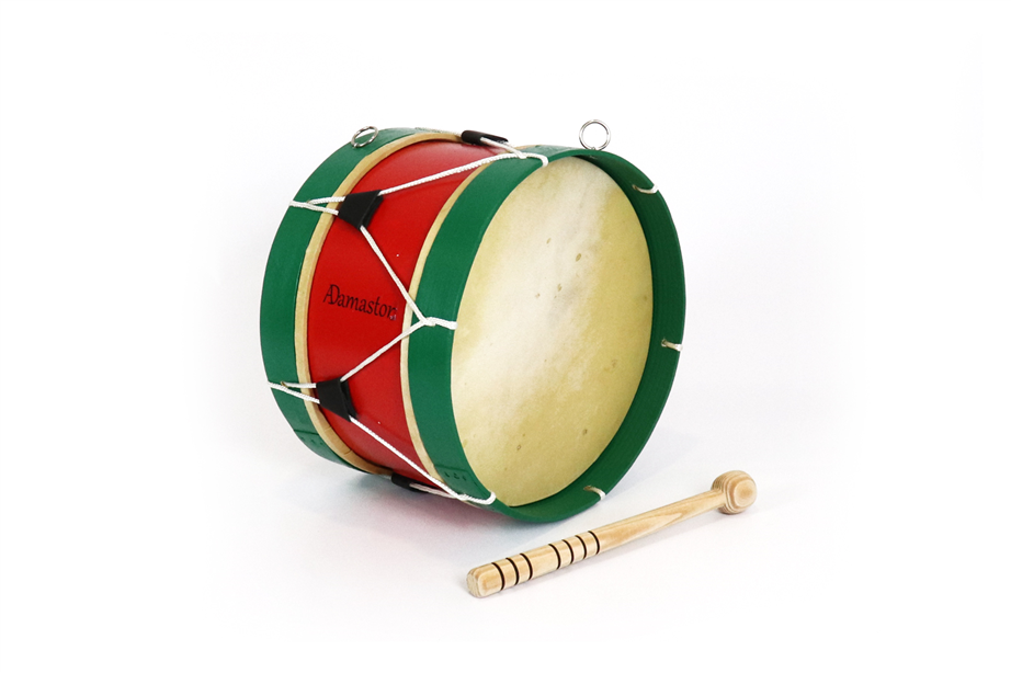 Bombo Tradicional Adamastor Nº2 30cm Vermelho/Aro Verde | Ludimusic